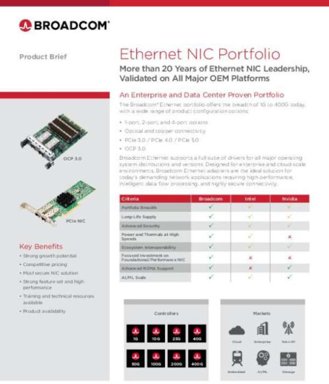 Broadcom Ethernet NIC Portfolio Product Brief - A Systems Integrator